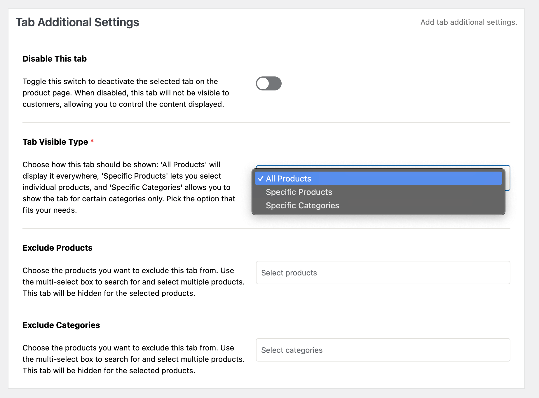 Configure Additional Tab Settings