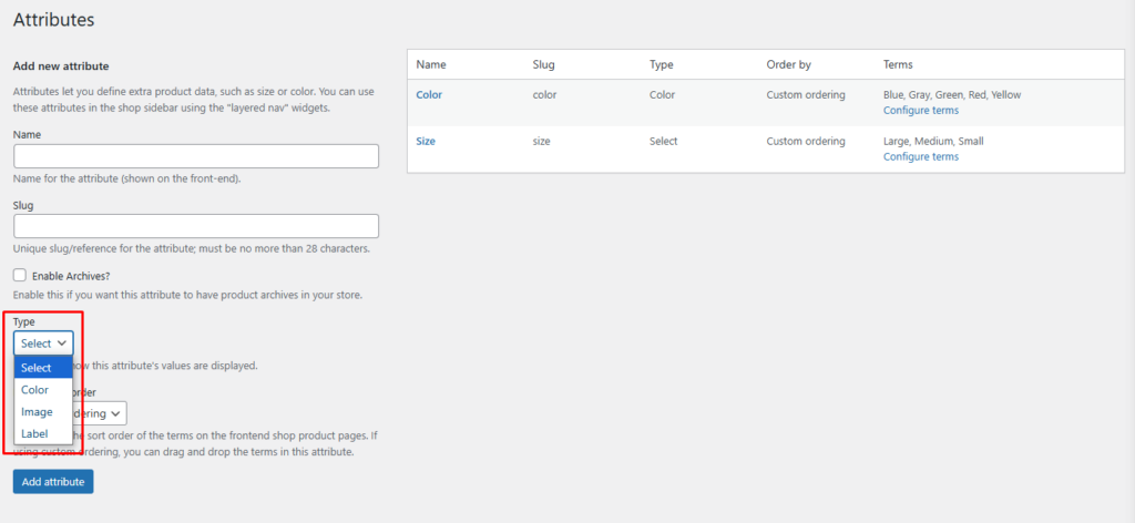 How to Configure Attribute Display Type