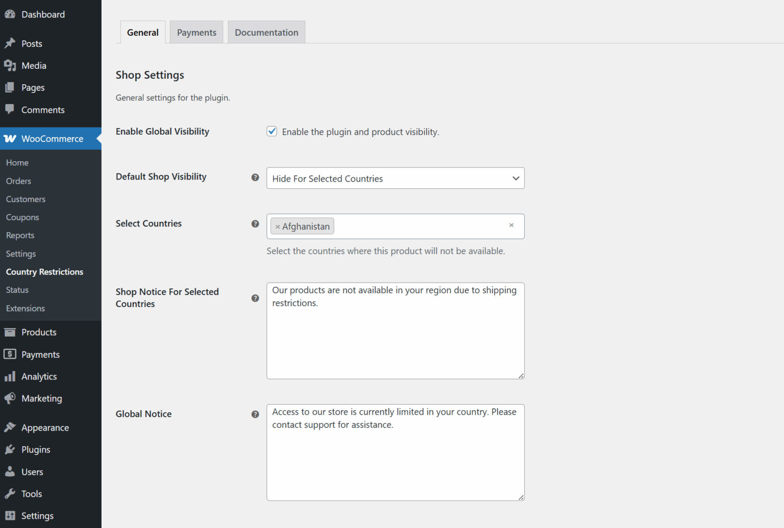 Configure Country Restriction